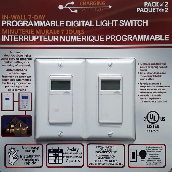 Office | Charging Essentials In Wall 7 Day Programmable Digital Light ...
